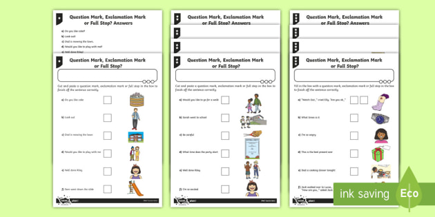 Primary Resources | Question Marks Differentiated Worksheet