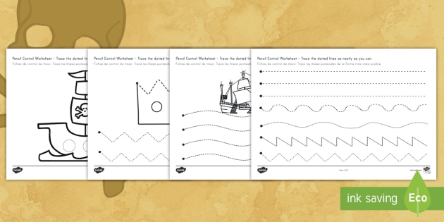 Pirate Pencil Control Worksheet / Worksheets English/Spanish - Pirate ...