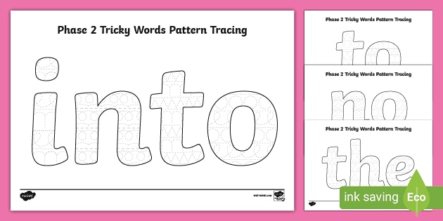 Phase 2 Tricky Words Pattern Tracing Activity (teacher made)