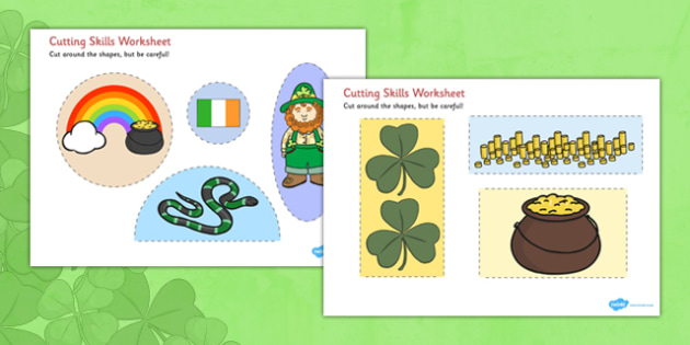 St. Patrick’s Day Cutting Activity Worksheet - Twinkl