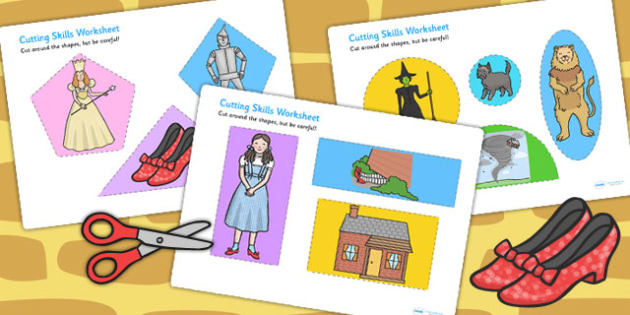 The Wizard of Oz Themed Cutting Skills Worksheet - motor skills