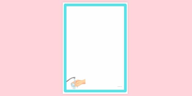 FREE! - Simple Washing Hands Page Border | Page Borders | Twinkl