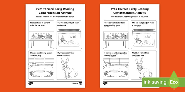 Pet-Themed Phase 4 EYFS Reading Comprehension Activity