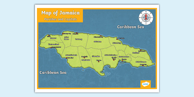 Jamaican Map With Parishes