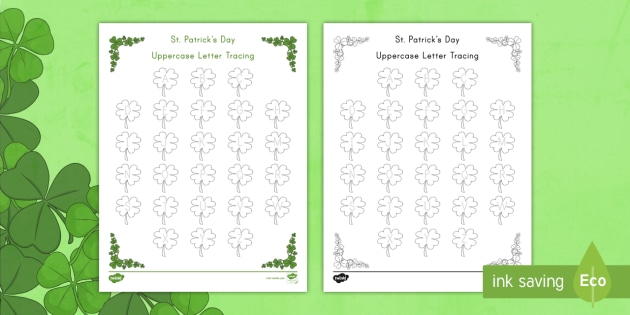 St. Patrick's Day Uppercase Alphabet Tracing Activity