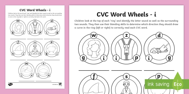 CVC Word Wheel Worksheets i (teacher made)