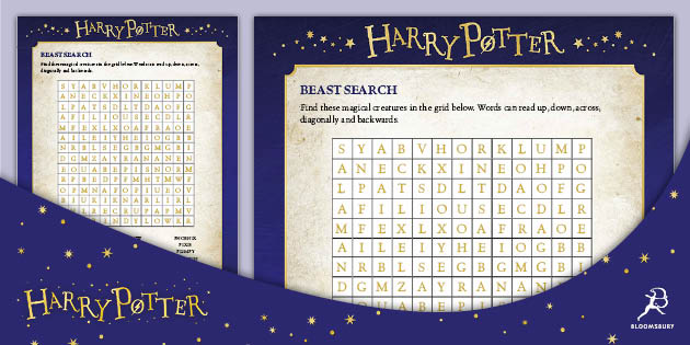 FREE! - Harry Potter: Magical Beasts Word Search Worksheet: 7-11