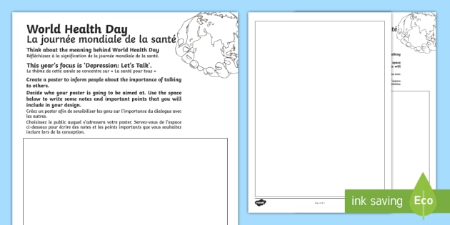 World Health Day Design a Poster Worksheet English/French