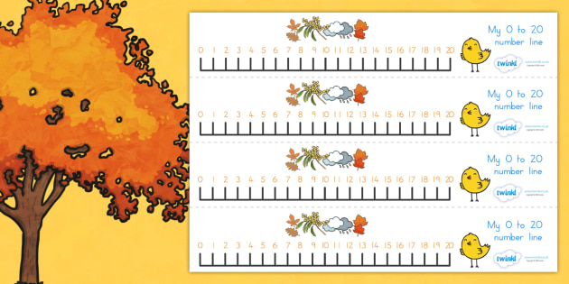 Autumn Number Lines | twinkl.co.uk