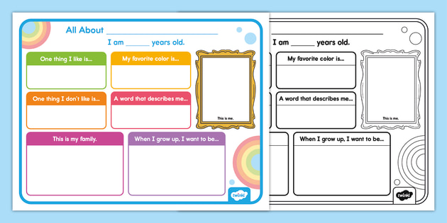 All About Me Poster Printable Back To School Activity