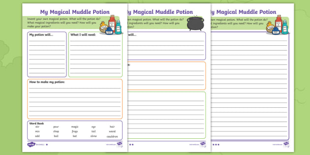 A Magical Muddle - Potion Writing Worksheet - Halloween