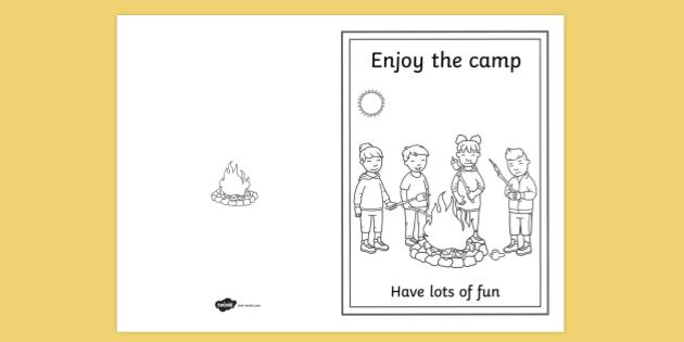 Summer Camp-Themed Have Fun Card Colouring Activity for Kids