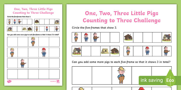 👉 One, Two Three Little Pigs Counting to Three Challenge