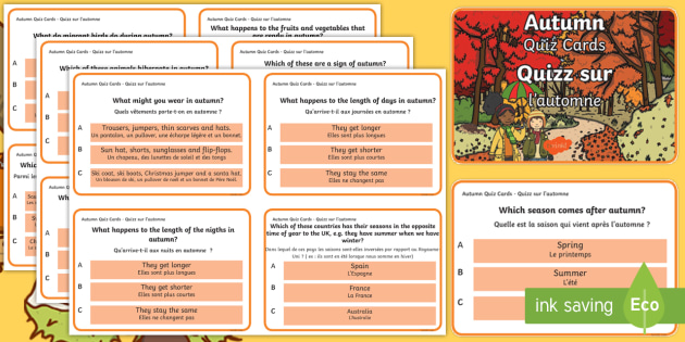 Autumn Quiz Cards English/French