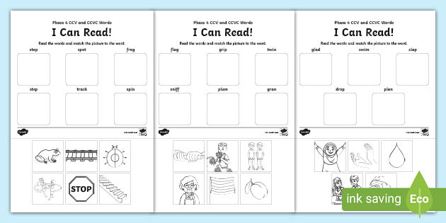 I Can Read Phase 4 CCV and CCVC Words Worksheet / Worksheet