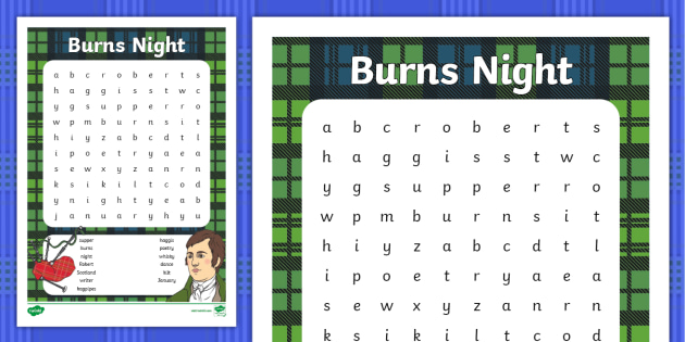 Burns Night Word Search - Teaching Resource - Twinkl