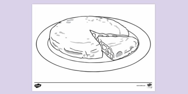 Spanish Omelette Tortilla Colouring Sheet | Colouring Sheets