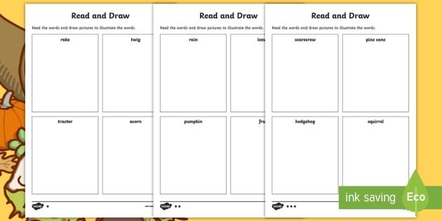 Autumn Read and Draw Worksheets