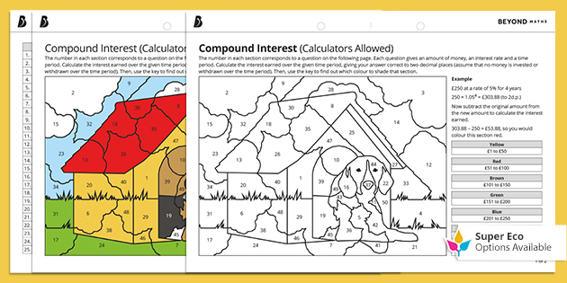 👉 Compound Interest Activity: Colour by Number | Foundation