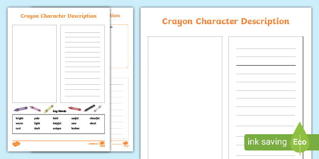 Crayon Character Description Activity Sheet - Twinkl