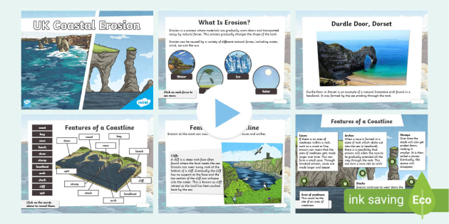 UK Coastal Erosion PowerPoint - Geography - KS2 - Twinkl