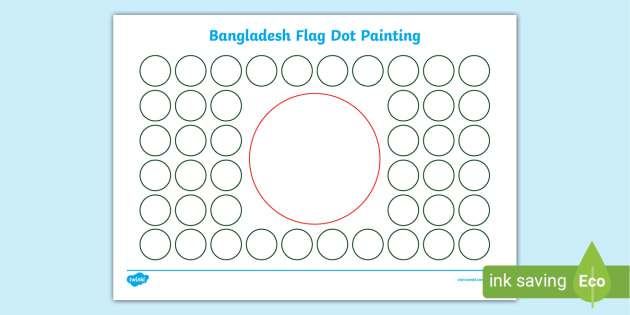 Bangladesh Flag Dot Painting Worksheet