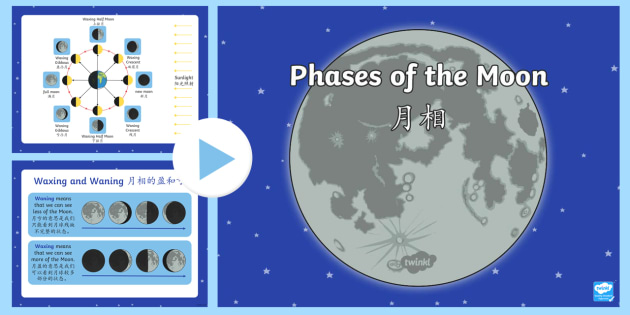 Phases of the Moon PowerPoint English/Mandarin Chinese - Phases of the Moon