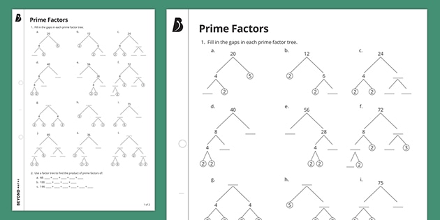  Prime Factors Homework Worksheet KS3 Maths Beyond