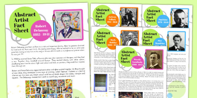 Abstract Artist Fact Sheets - abstract, artists, fact, sheets