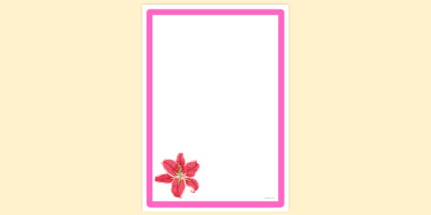FREE! - Simple Blank Lily Page Border | Page Borders | Twinkl
