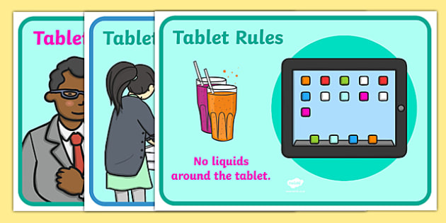 Using Tablets Safely Display Posters (teacher made)