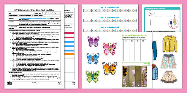 EYFS Maths: Butterfly Number Line Ordering Numbers Whole Class Adult Input