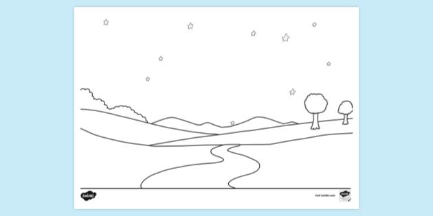 Path Night Colouring Sheet | Colouring Sheets