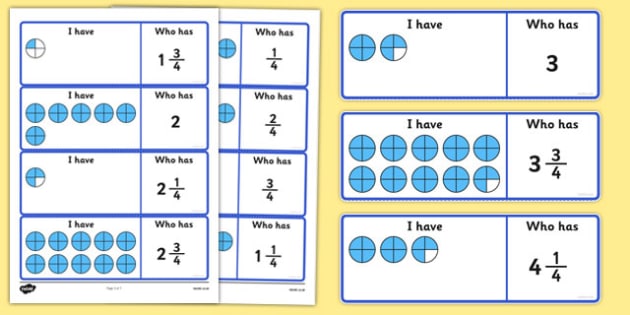 Fractions Loop Cards Quarters