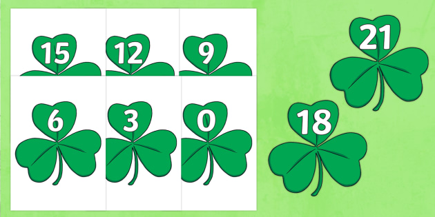 FREE! - Counting in 3s up to 102 Clover Leaves Display Activity