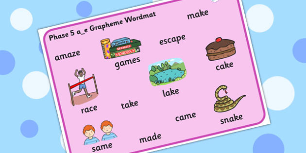 Phase 5 a_e Grapheme Word Mat (teacher made)
