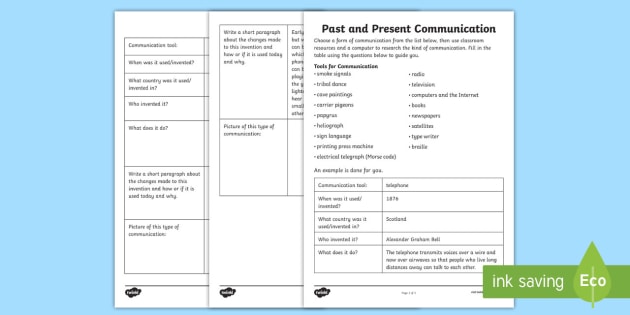 Research Communication Past and Present Worksheet / Worksheet