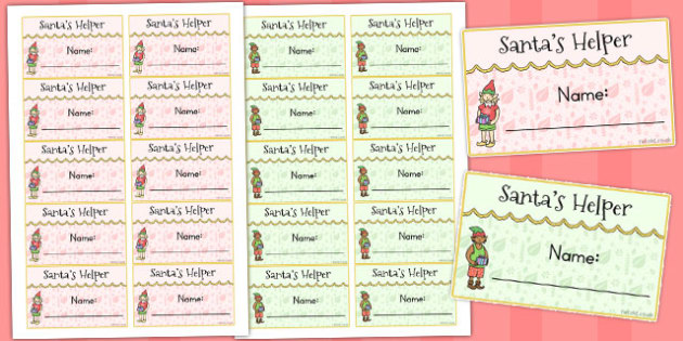 Editable Santa’s Little Helper Badges - Parents - Christmas