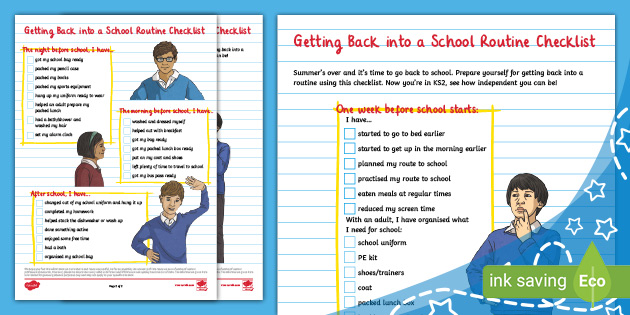 Getting Back into a School Routine Checklist KS2