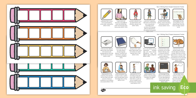 Year 2 Writing Pencil Targets Assessment Tracker