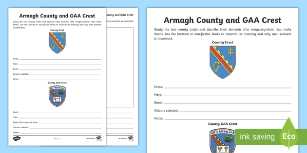 Armagh County and GAA Crest Worksheet / Worksheet