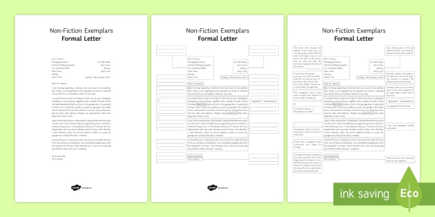 Formal Letter Exemplar Resource Pack (teacher made)