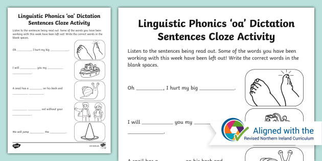 Linguistic Phonics Phase 2 'oa' Dictation Sentences Cloze
