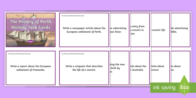 History of Perth Writing Challenge Cards
