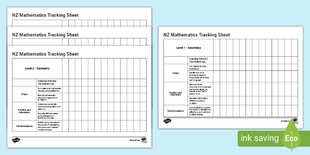 Geometry Tracking Sheets (teacher made)