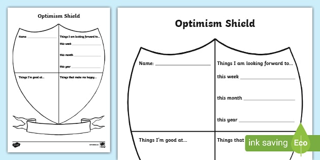 KS2 Optimism Shield Activity Sheet (teacher made)