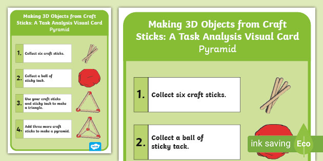 Making 3D Objects from pop sticks - A Task Analysis Card