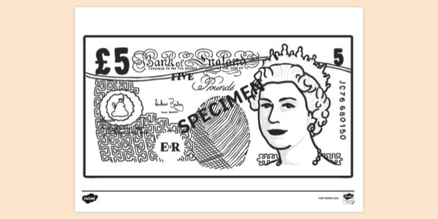 FREE! - £5 Note Front Colouring Sheet | Colouring Sheets