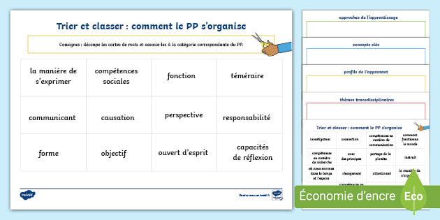 Activité de tri et de classification : Comment s'organise le PP (PYP)