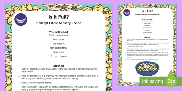 Is It Full? Concept Edible Sensory Recipe (teacher made)